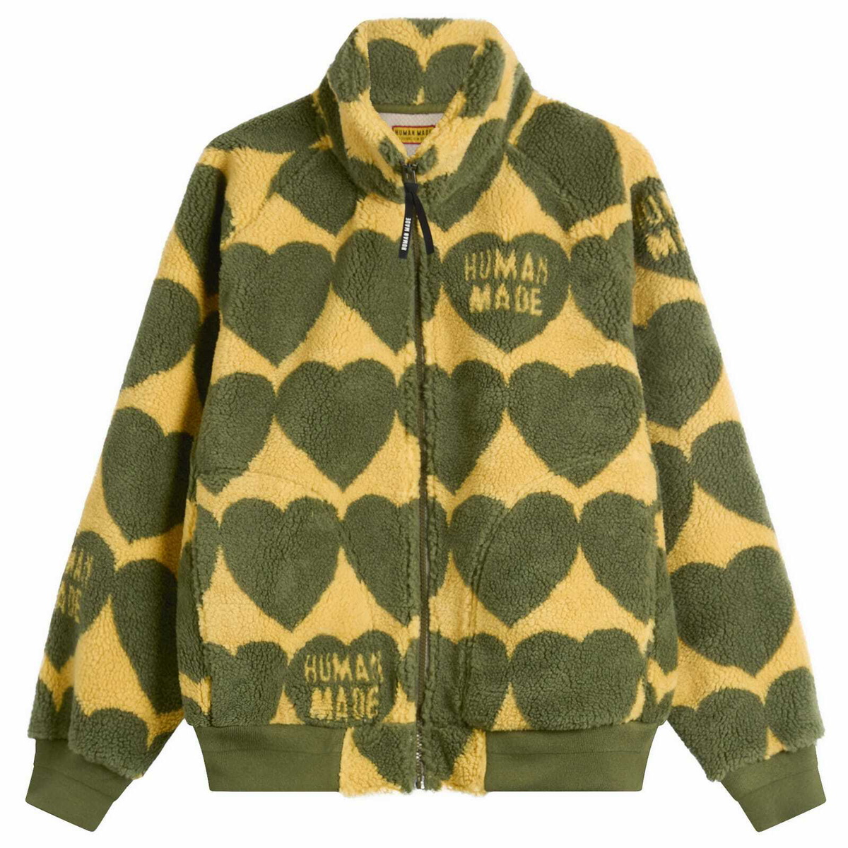 Human Made Men's Heart Fleece Jacket in Olive Drab Human Made