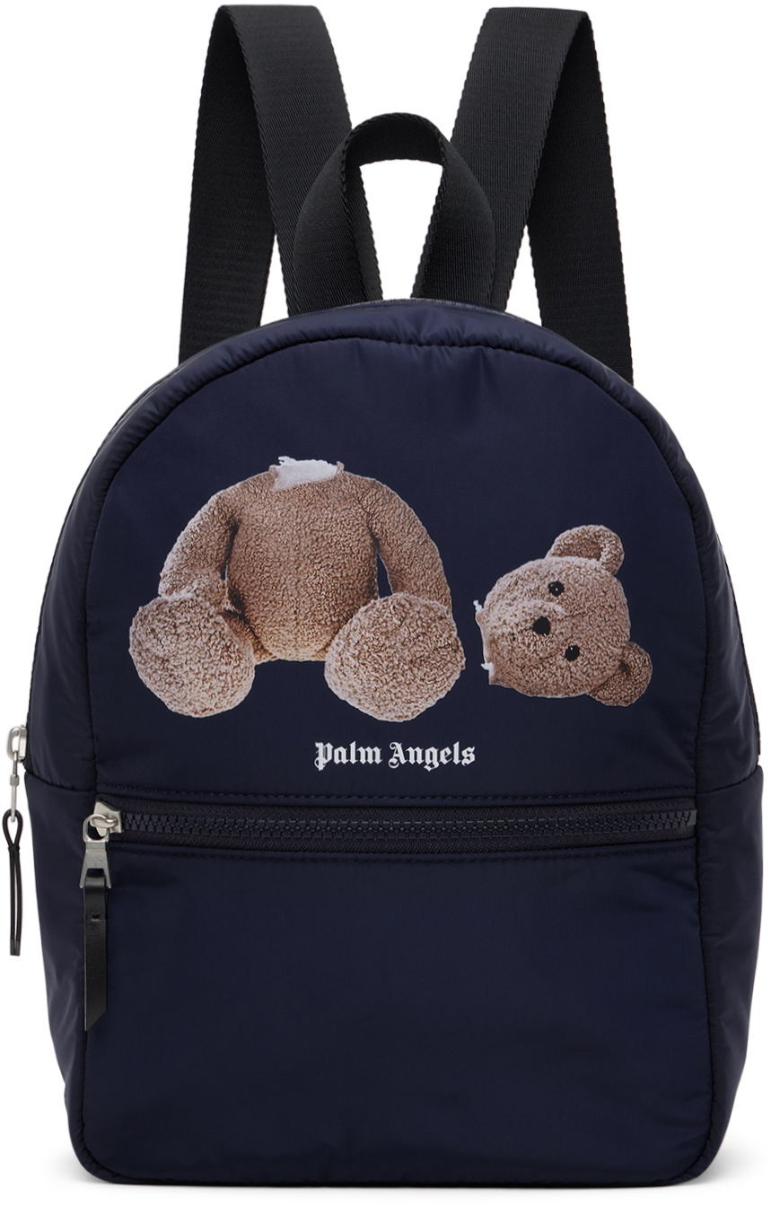 Palm Angels Kids Navy Classic Bear Small Backpack Palm Angels