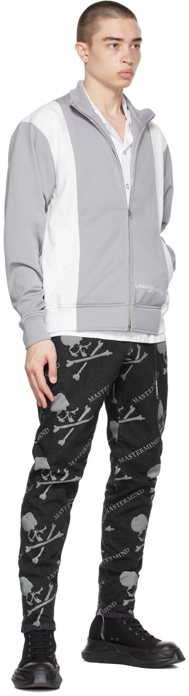 mastermind WORLD Grey & White 2 Color Track Jacket MASTERMIND WORLD
