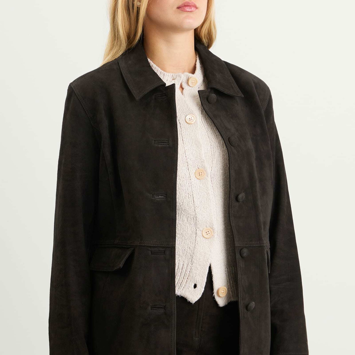 Nothing Written Women's Rona Suede Jacket in Dark Brown NOTHING WRITTEN