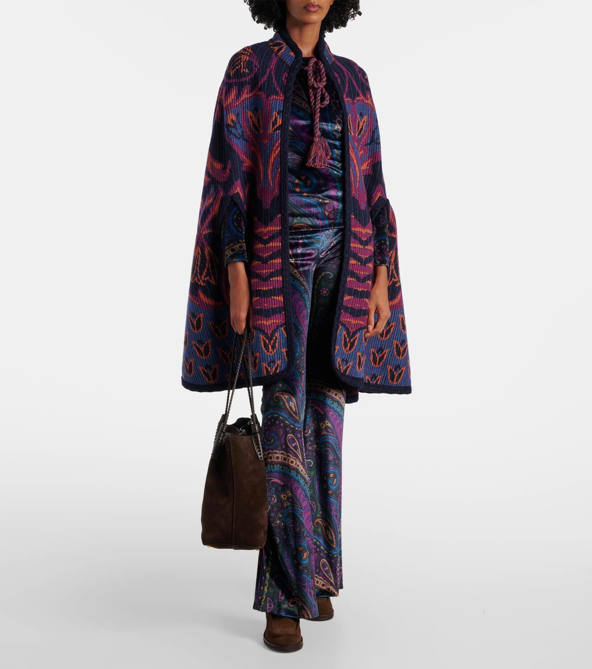 Etro Jacquard wool and cotton-blend cape Etro
