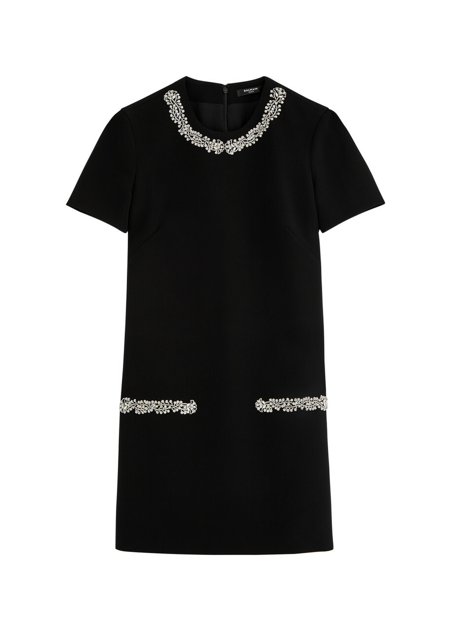 Balmain Crystal-embellished Crepe Mini Dress Black Balmain