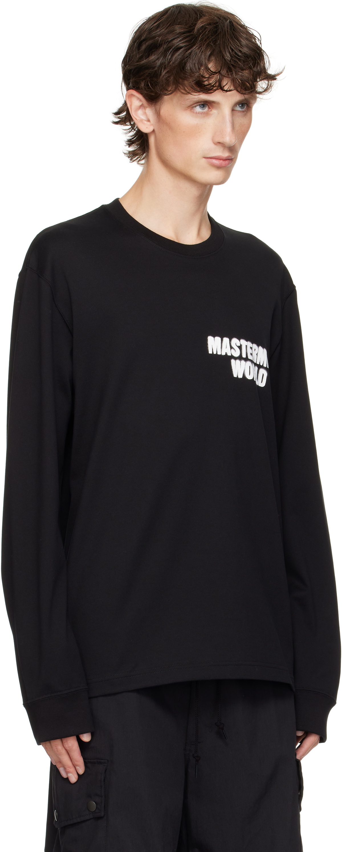 MASTERMIND WORLD Black Spray Paint Long Sleeve T-shirt MASTERMIND WORLD