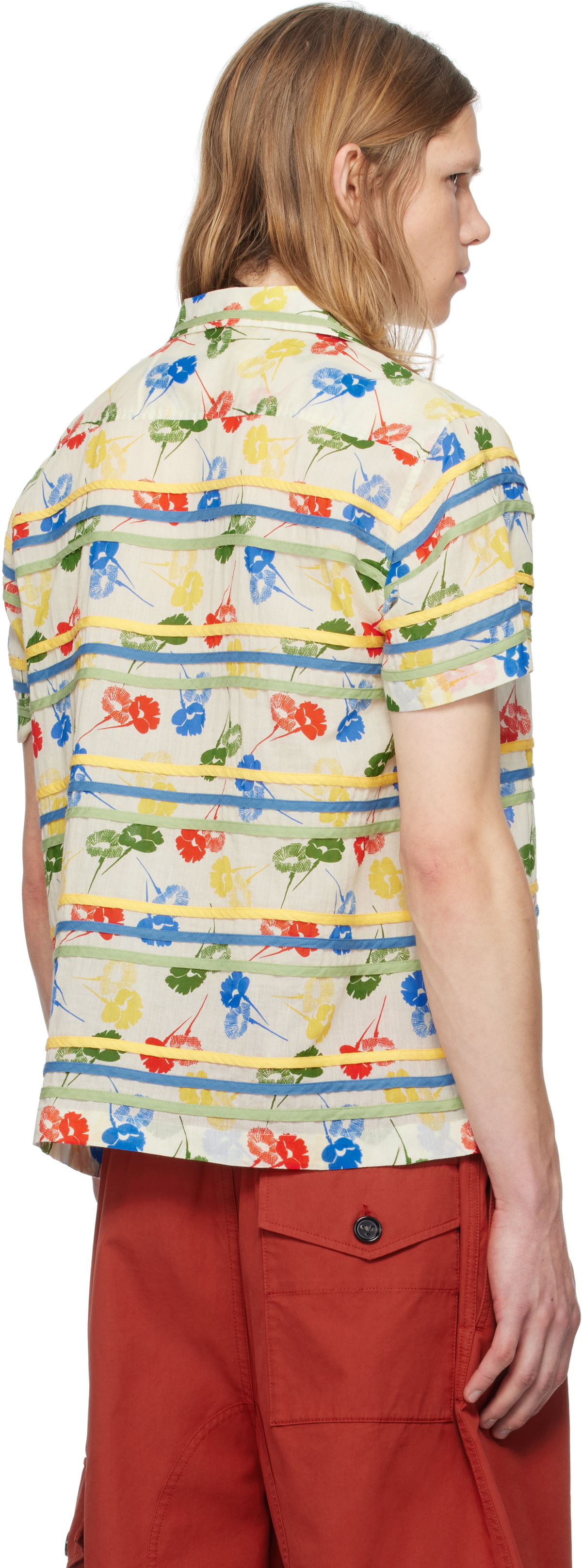 Bode Multicolor Flower Stamp Short Sleeve Shirt Bode