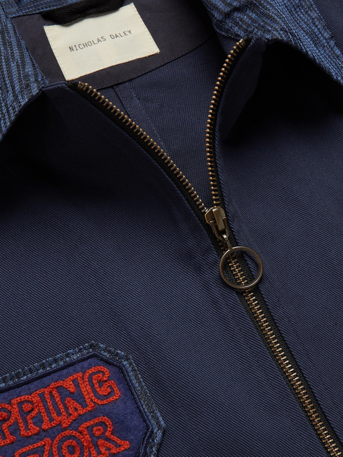 NICHOLAS DALEY - Appliquéd Cotton-Twill Field Jacket - Blue - UK/US 36 ...