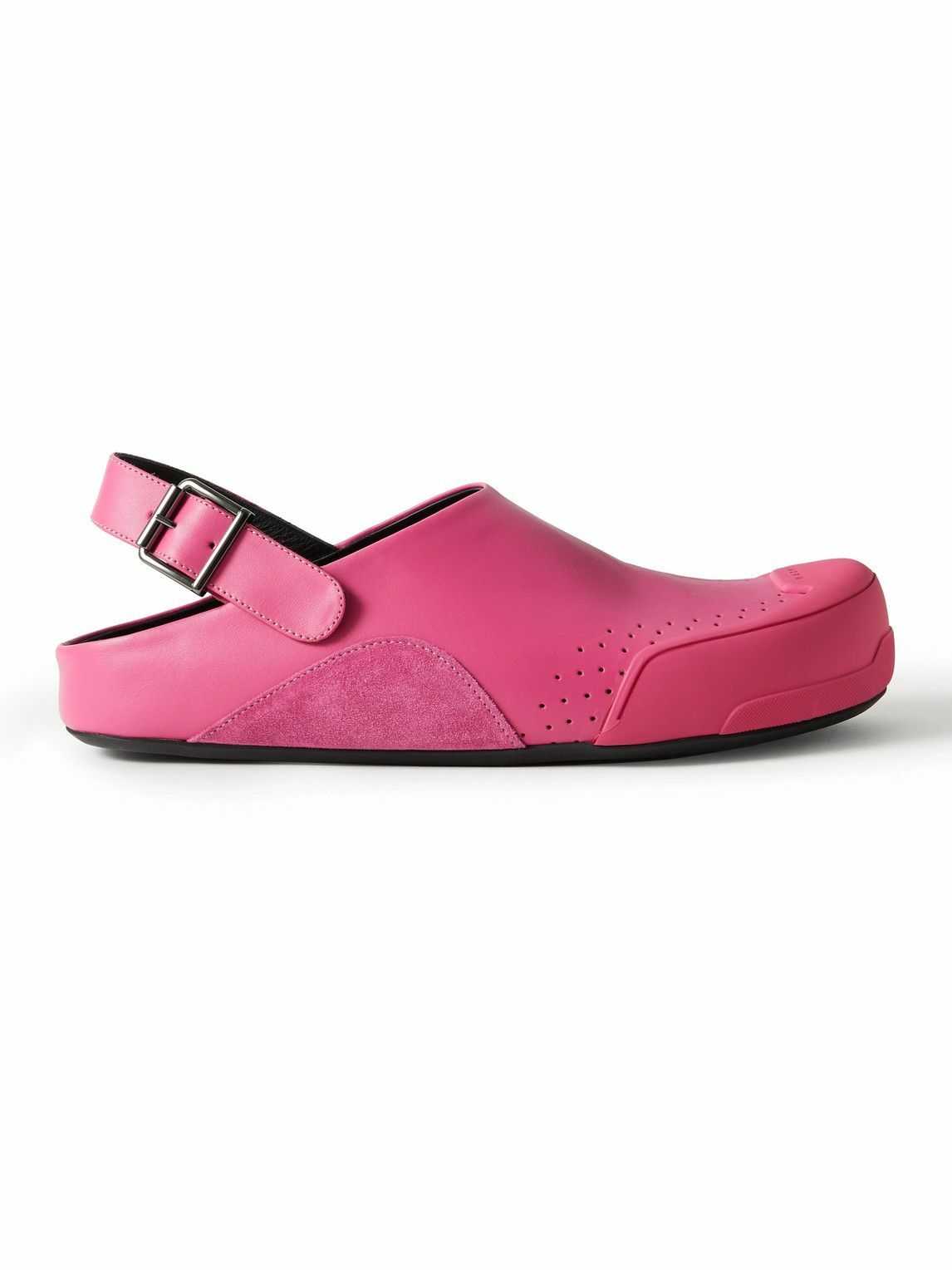 Marni - Rubber and Suede-Trimmed Leather Clogs - Pink Marni