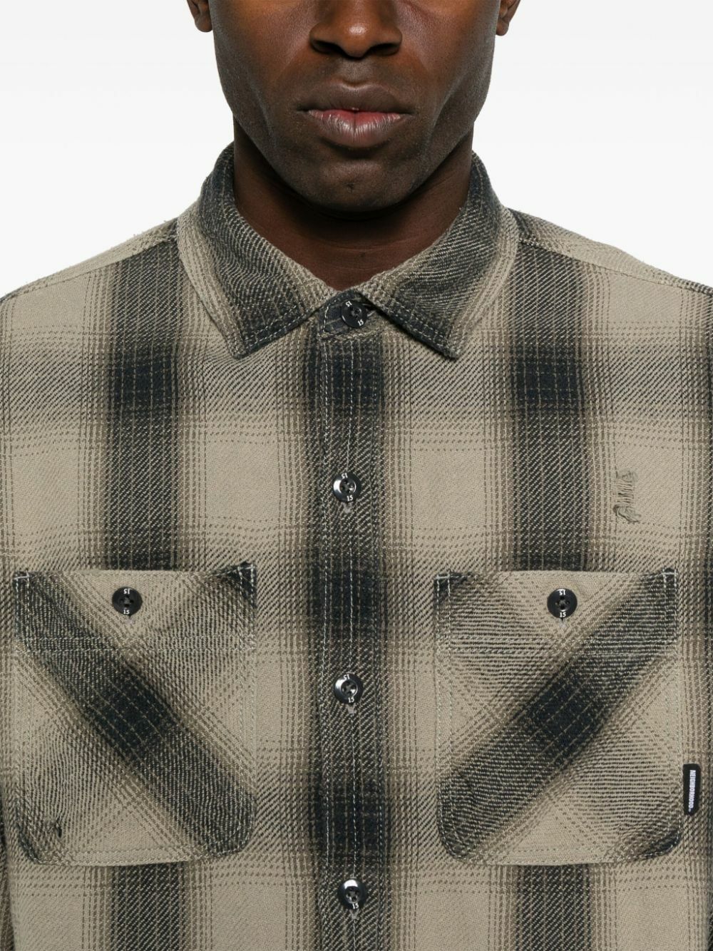 Neighborhood Grey Plaid-Check Shirt Neighborhood