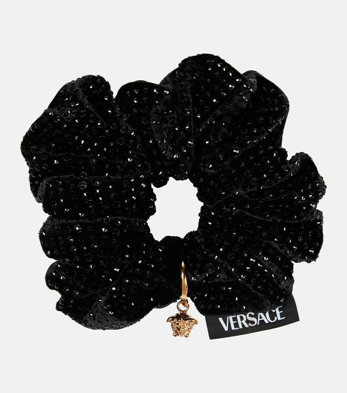 Versace - Medusa velvet embellished scrunchie Versace