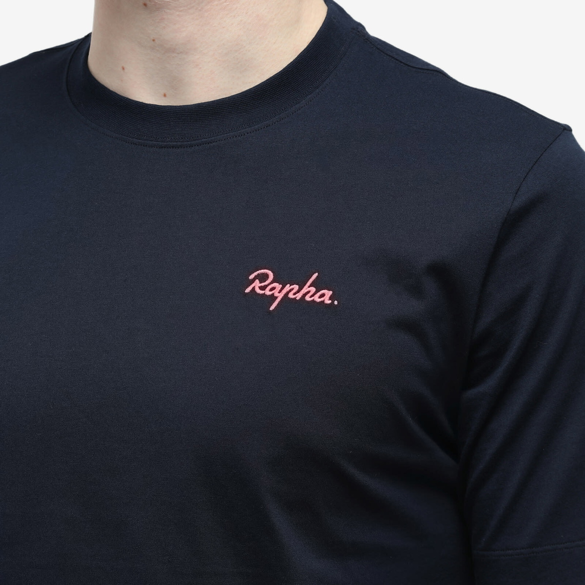 Rapha Men's Logo T-Shirt in Dark Navy/Hi-Vis Pink Rapha