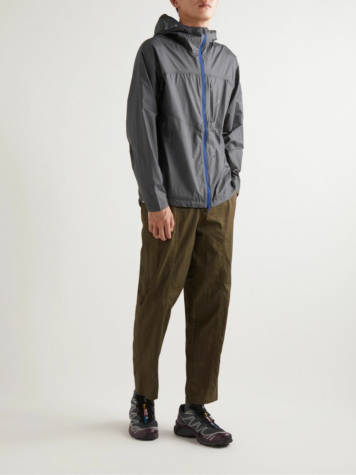 CAYL - Logo-Print Shell Hooded Jacket - Gray CAYL