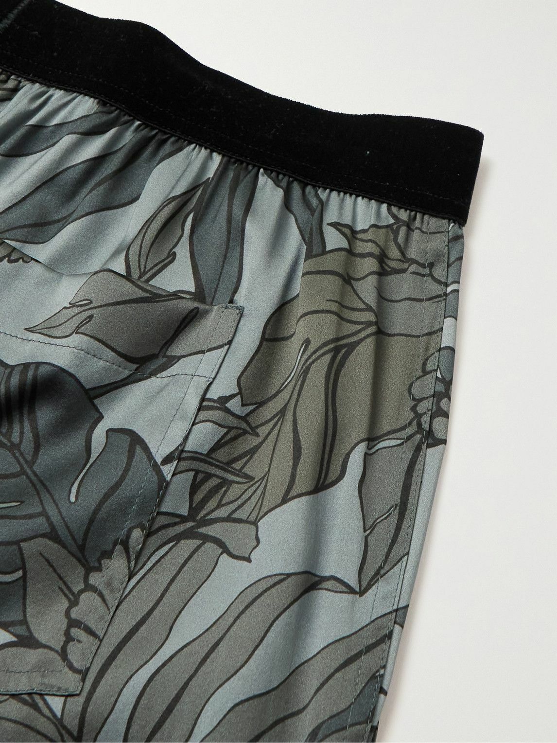 Tom Ford Velvet Trimmed Printed Stretch Silk Satin Pyjama Trousers