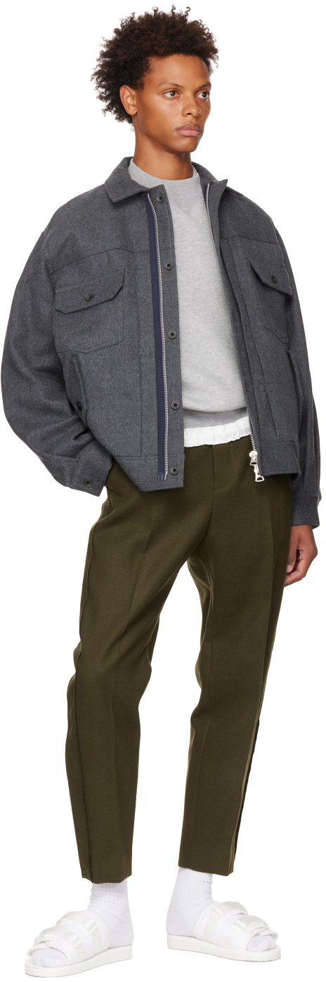 sacai Gray Drawstring Sweatshirt Sacai