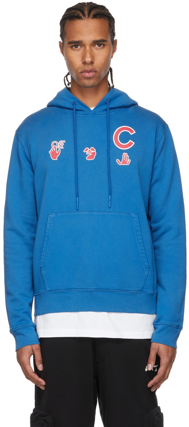 Off-White Blue MLB Edition Chicago Cubs Hoodie Off-White