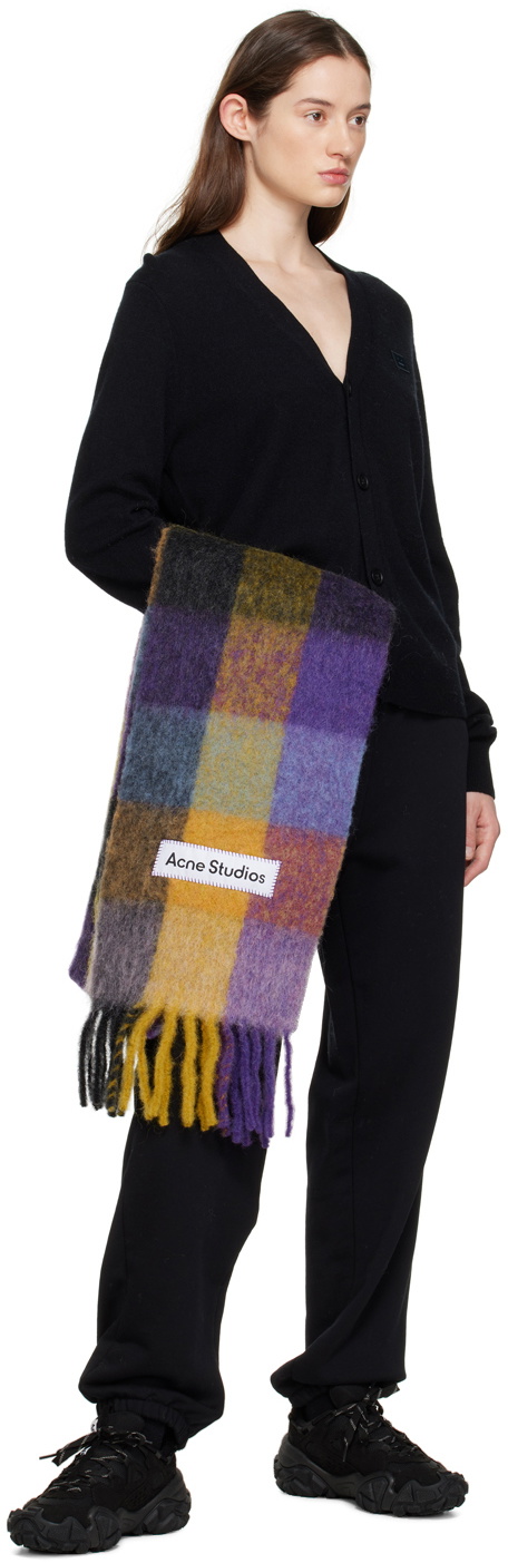 Acne Studios Purple & Yellow Check Scarf Acne Studios