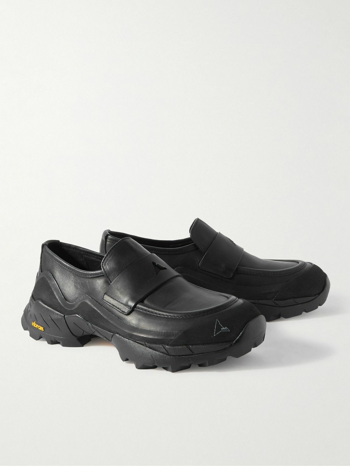 ROA - Rubber-Trimmed Leather Penny Loafers - Black ROA