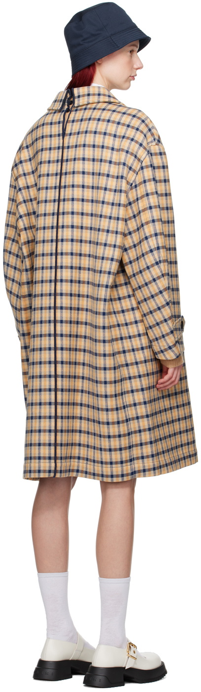 Marni Blue & Yellow Check Reversible Coat Marni