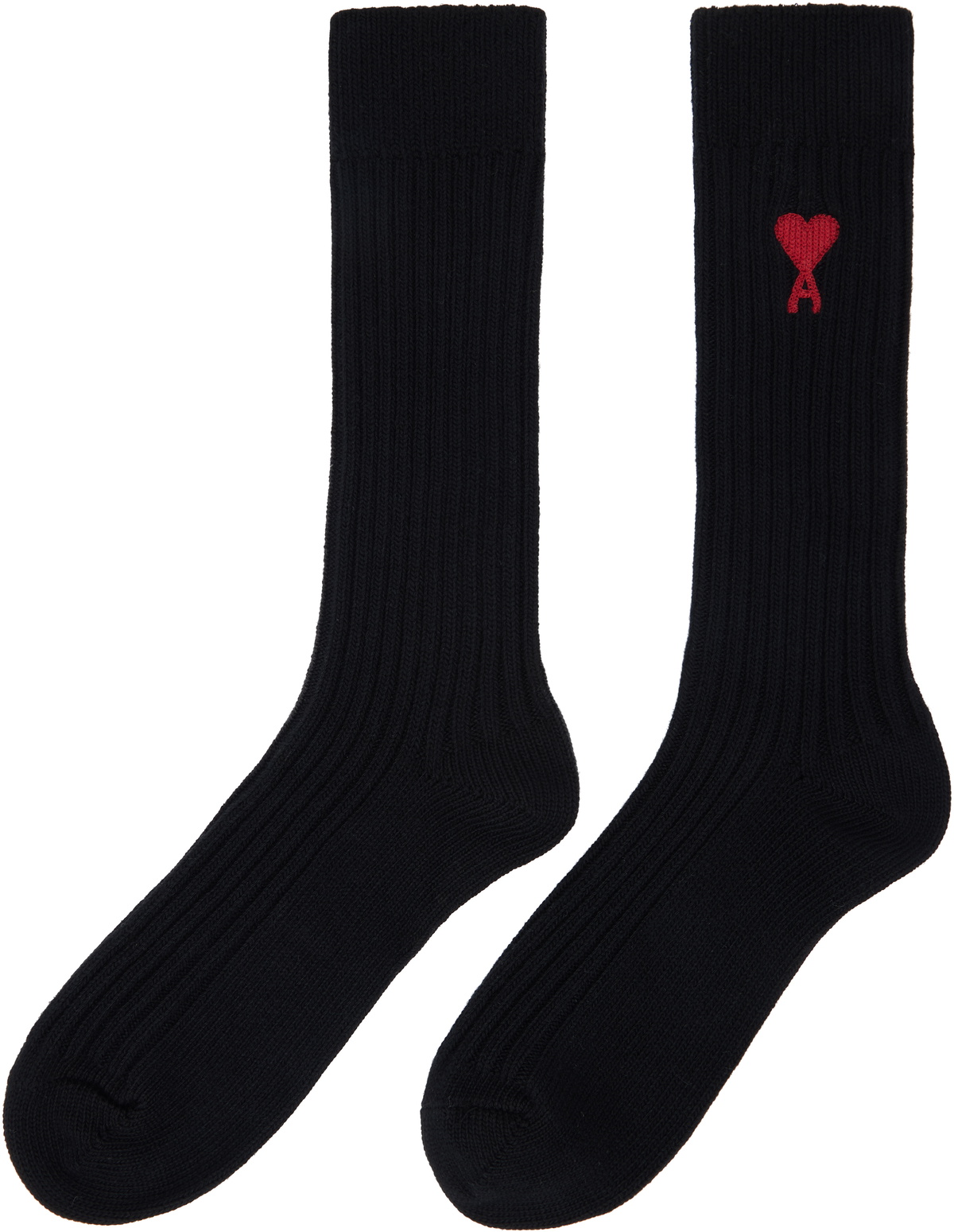 AMI Paris Three-Pack Black Cotton Socks AMI