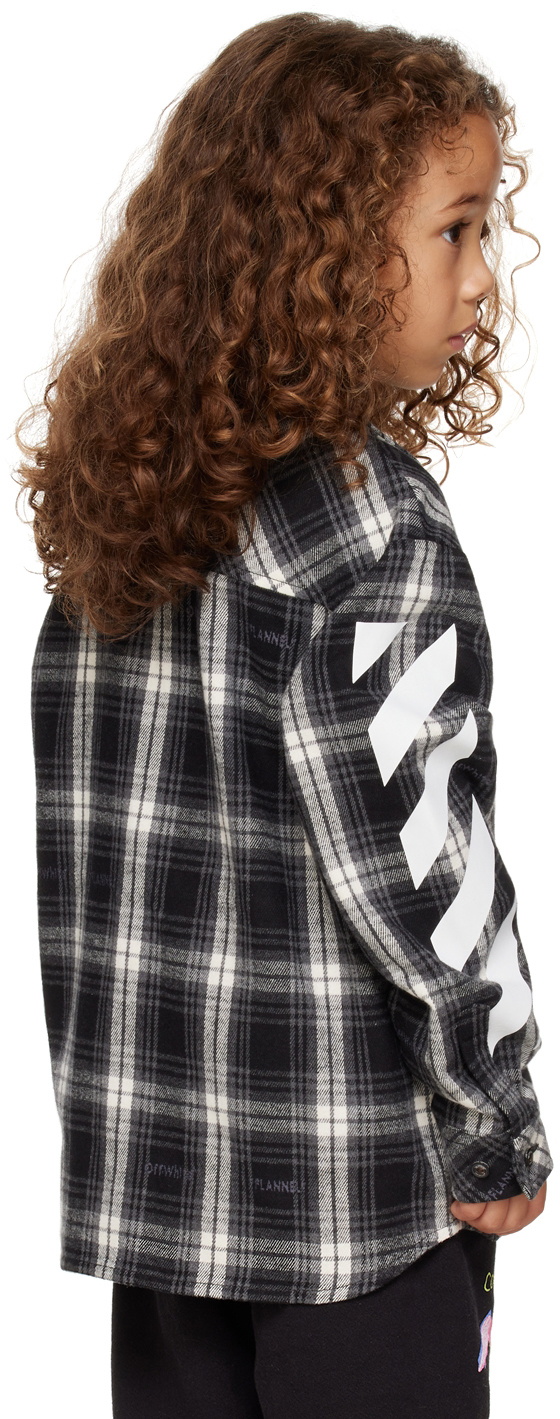 Off-White Kids Black & White Helvetica Diag Check Shirt Off-White