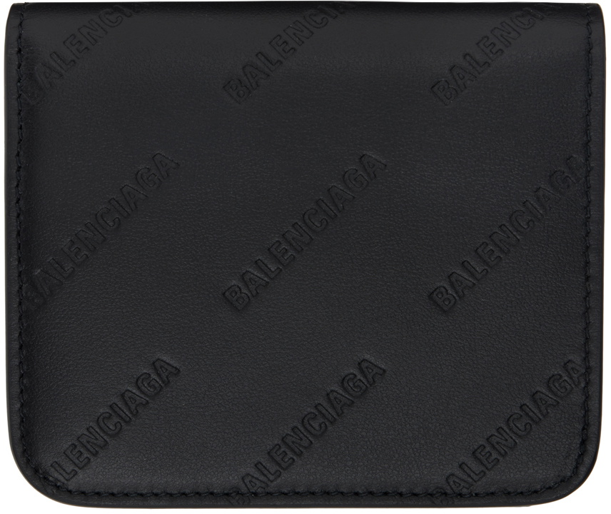 Balenciaga Black Allover Logo Embossed Wallet Balenciaga