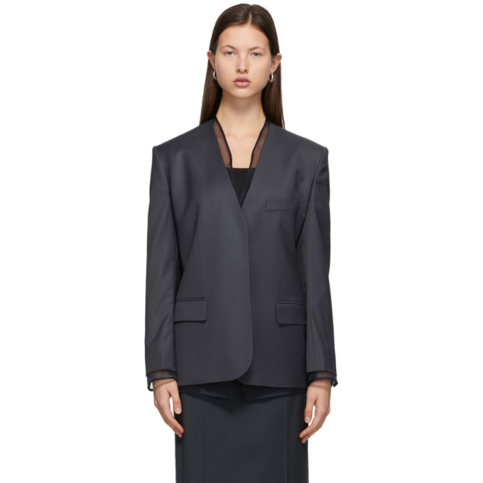 LOW CLASSIC Navy V-Neck Layered Blazer Low Classic