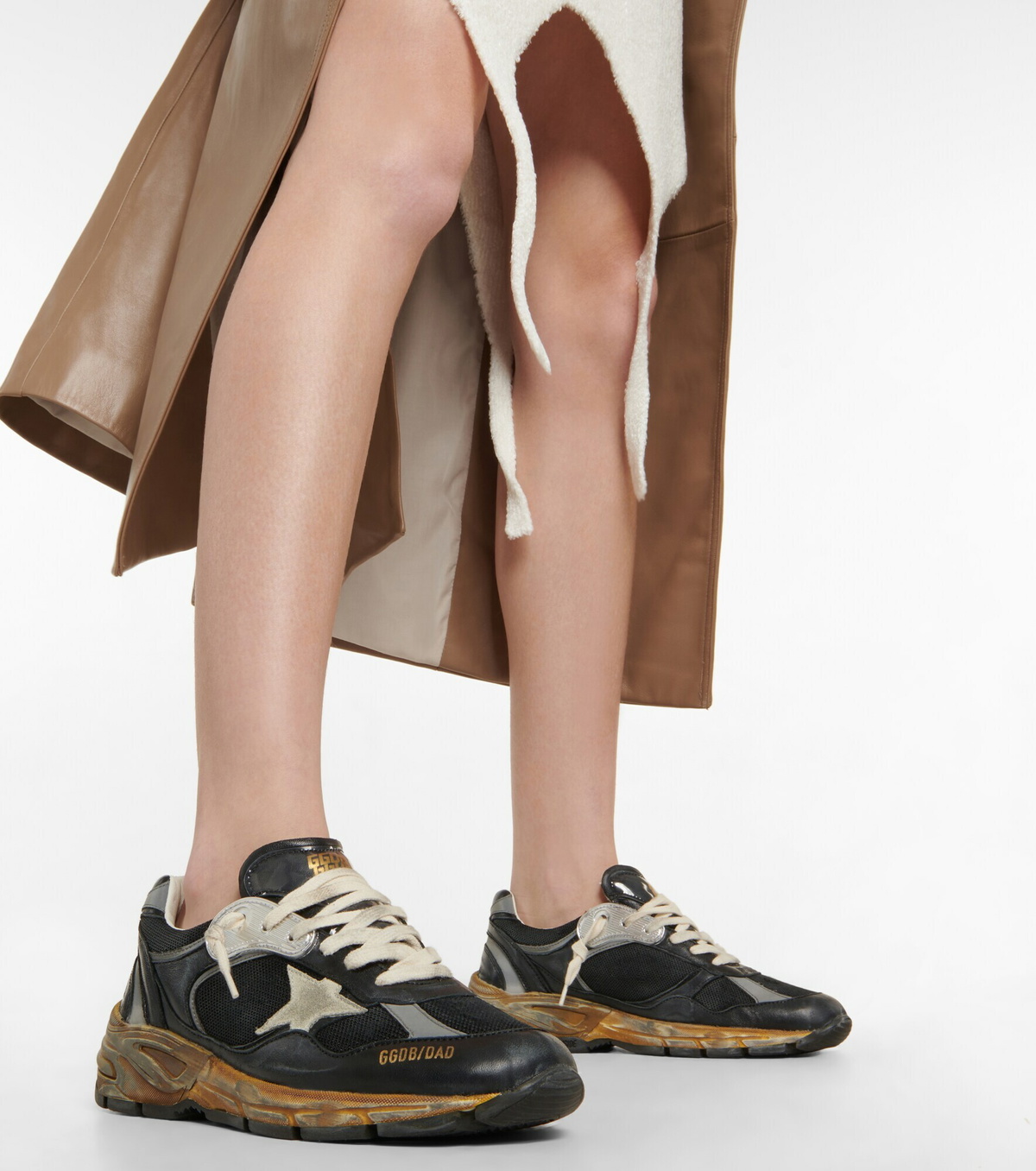Golden Goose - Running Dad leather-trimmed sneakers Golden Goose Deluxe ...