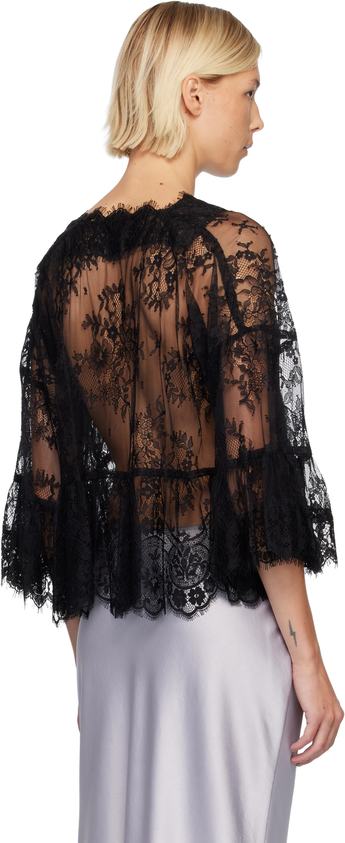 Anna Sui Black Victorian Lace V Neck Blouse Anna Sui