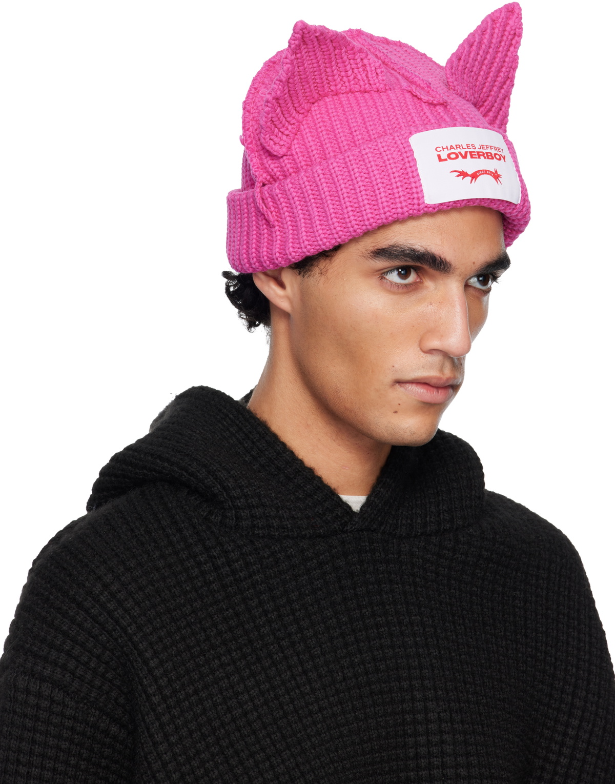 Charles Jeffrey LOVERBOY Pink Chunky Ears Beanie Charles Jeffrey Loverboy