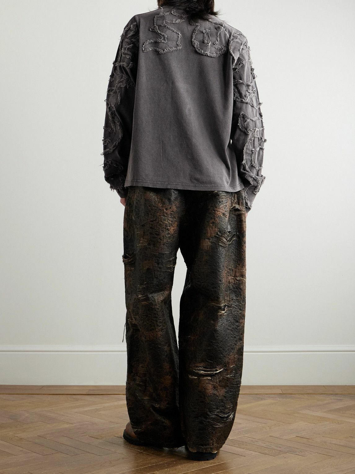 Acne Studios - Distressed Garment-Dyed Organic Cotton-Jersey Sweatshirt ...