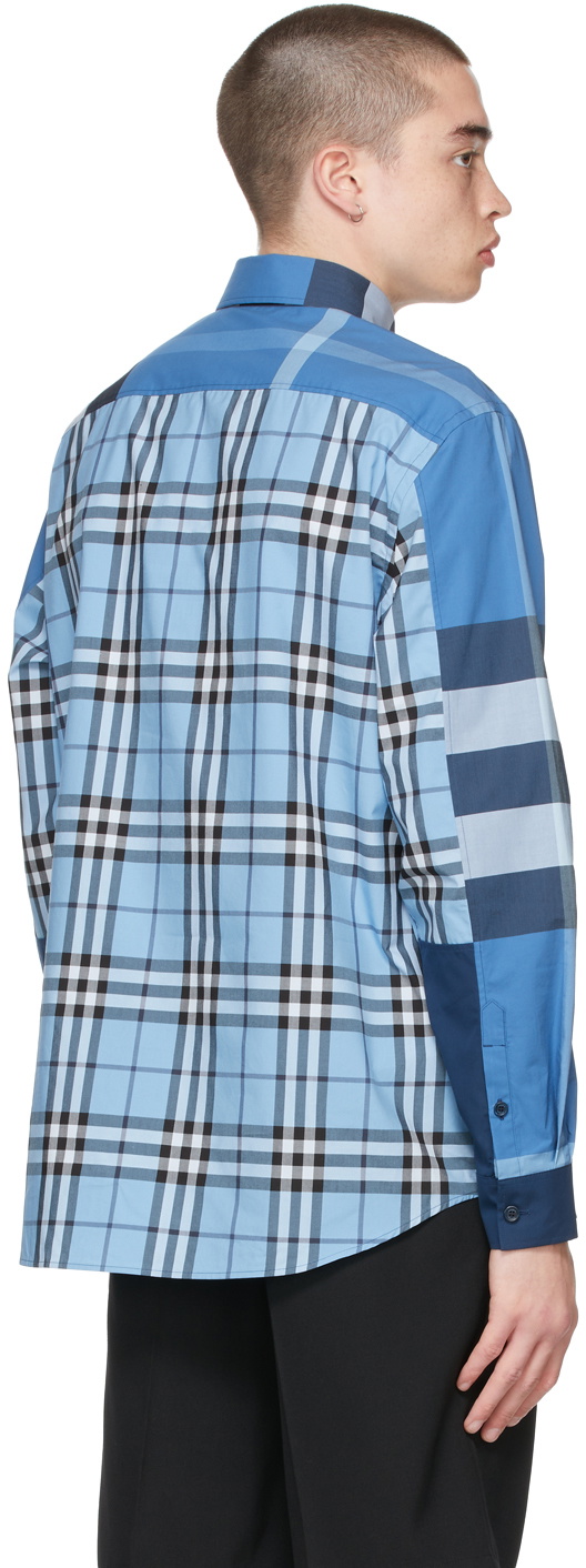 Burberry Blue Check Patchwork Shirt Burberry