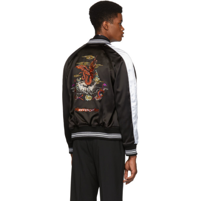 Givenchy Reversible Black Monster Embroidered Varsity Bomber Jacket ...