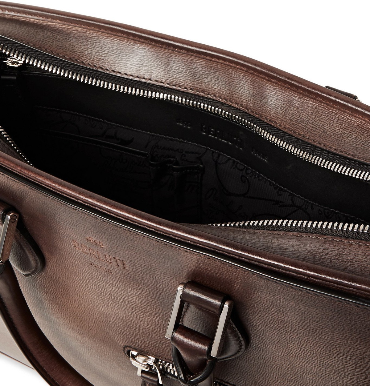 Berluti - Textured-Leather Briefcase - Brown Berluti