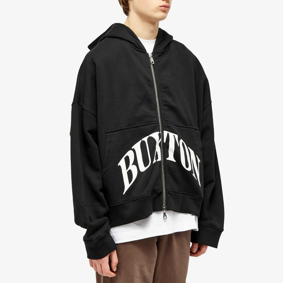Cole Buxton Men's Cropped Logo Zip Hoodie in Black Cole Buxton