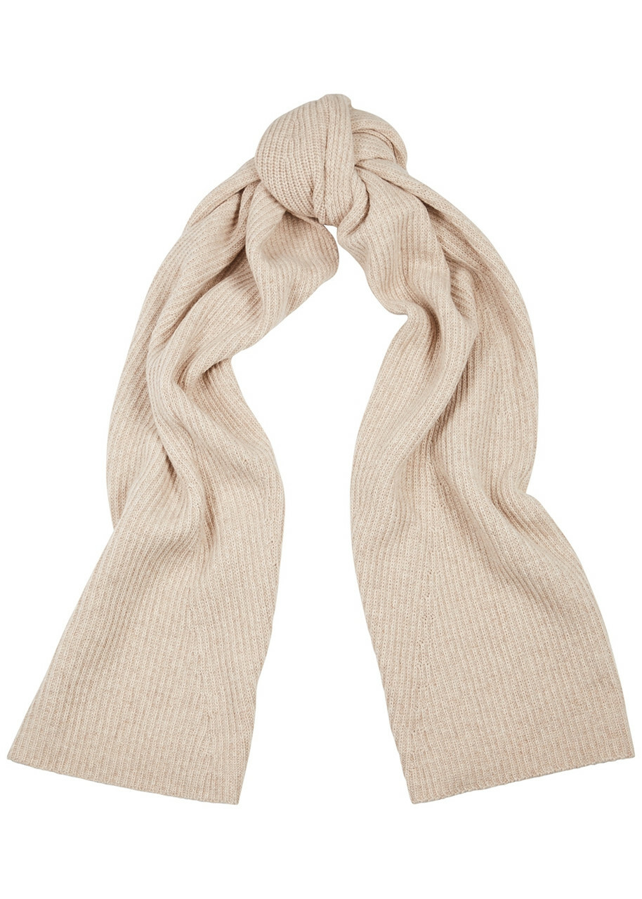 Ganni Ribbed Wool-blend Scarf - Sand GANNI