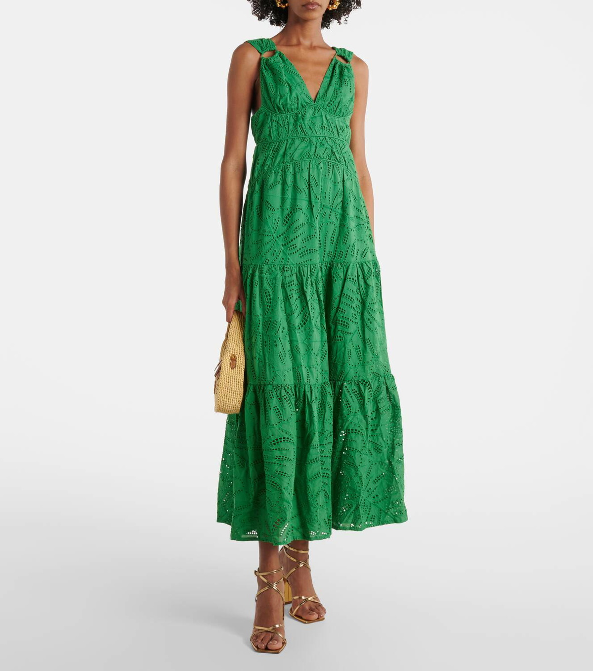 Farm Rio Monstera tiered cotton maxi dress Farm Rio