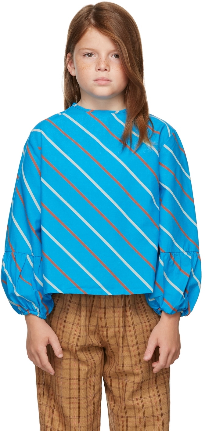 Repose AMS Kids Blue Cloudy Diagonal Stripe Top Repose AMS