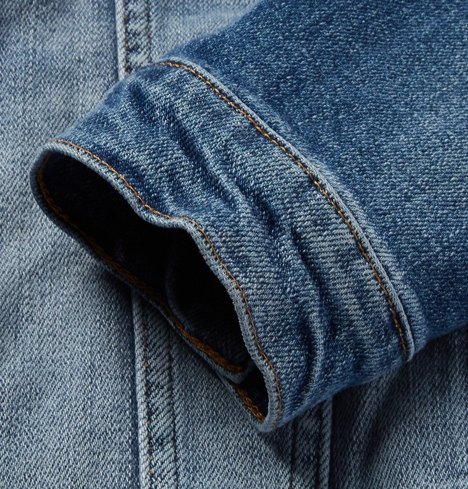 FRAME - Slim-Fit Stretch-Denim Jacket - Mid denim Frame Denim
