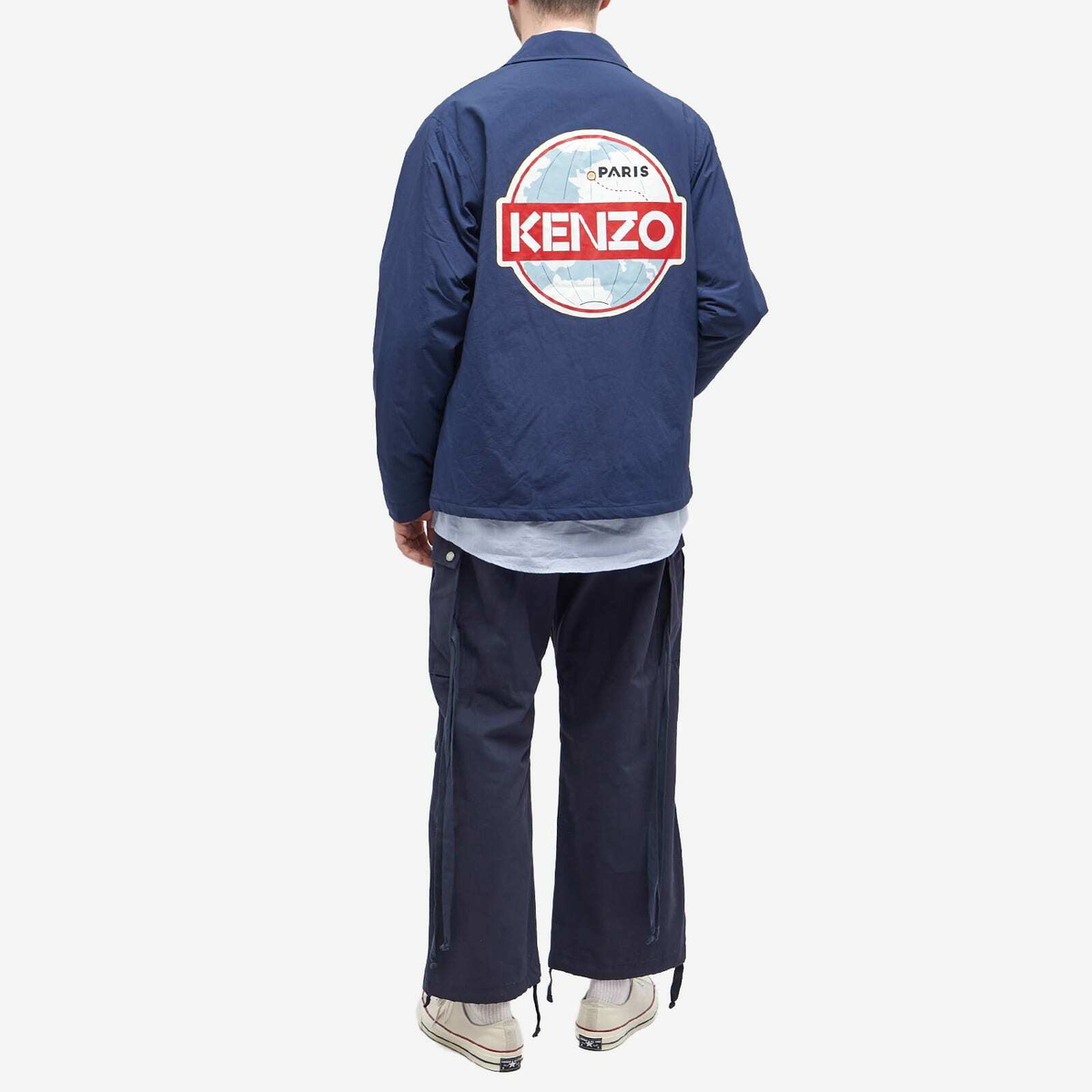 Kenzo Paris Men's Kenzo Globe Padded Coach Jacket in Midnight Blue Kenzo