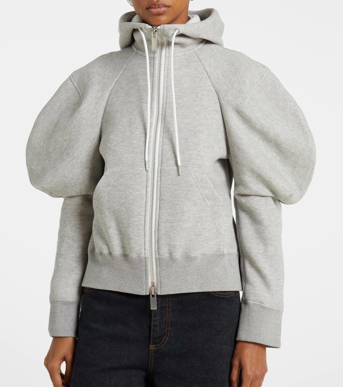 Sacai Cotton-blend jersey zip-up hoodie Sacai