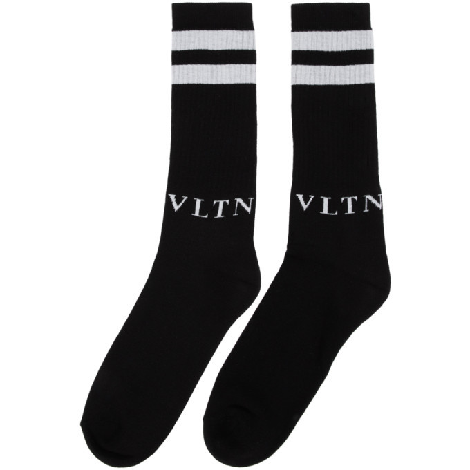 Valentino Black and Grey Valentino Garavani VLTN Socks Valentino Garavani