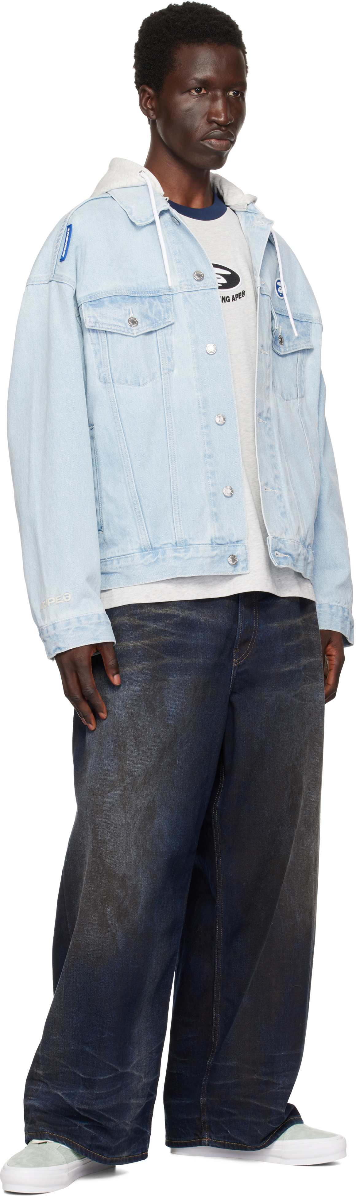 AAPE by A Bathing Ape Blue 'AAPE Now' Lightweight Denim Jacket AAPE by ...