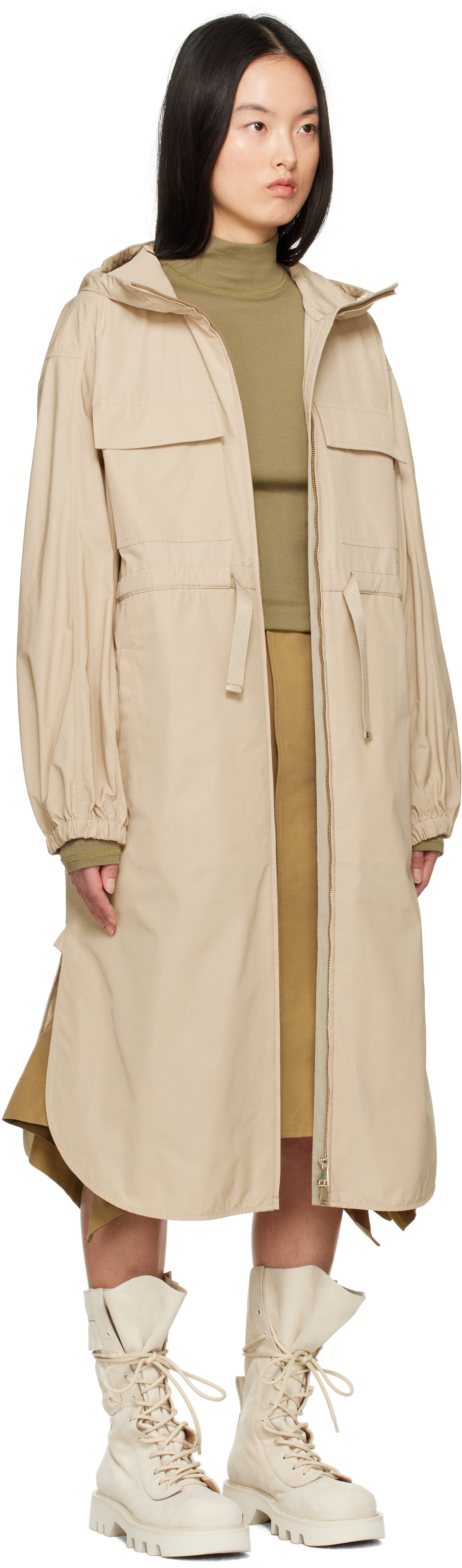 Moncler Beige Peronne Long Coat Moncler