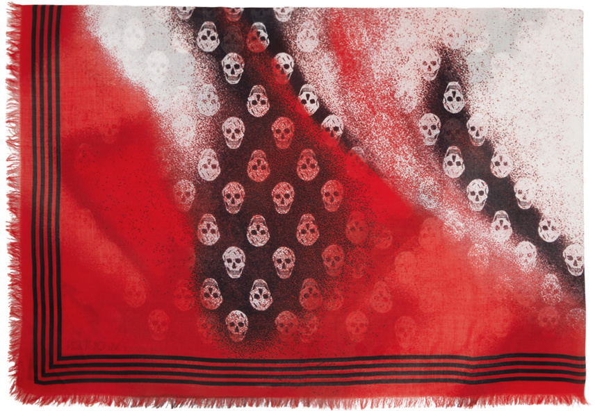 Alexander McQueen Red & White Skull Scarf Alexander McQueen