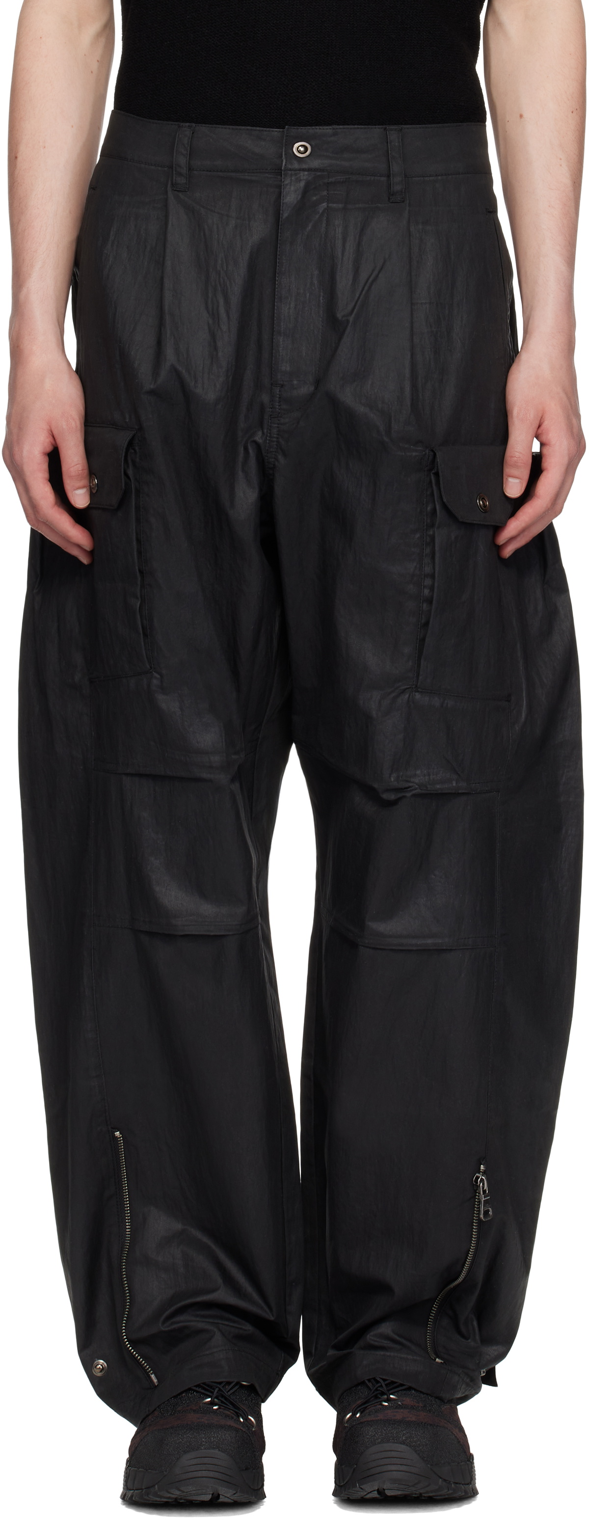 Andersson Bell Black Solina Coated Cargo Pants Andersson Bell