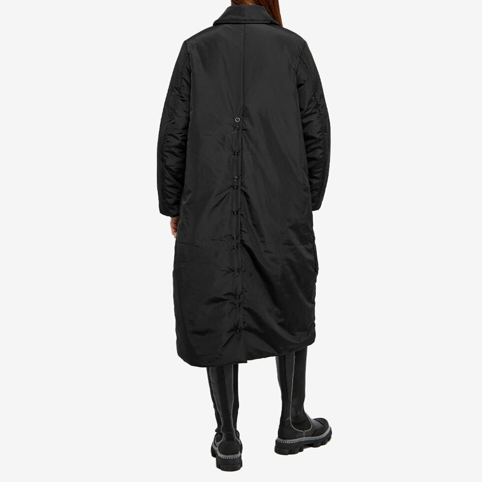 GANNI Women's Light Padded Longline Coat in Black GANNI