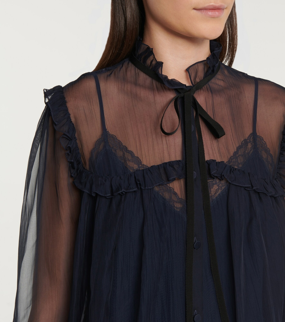 Gucci - Ruffled silk chiffon blouse Gucci