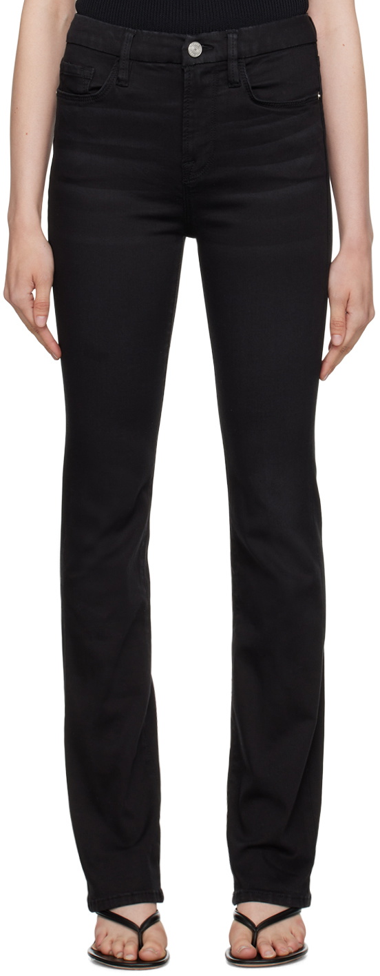 FRAME Black 'Le Super High Mini Boot' Jeans Frame Denim