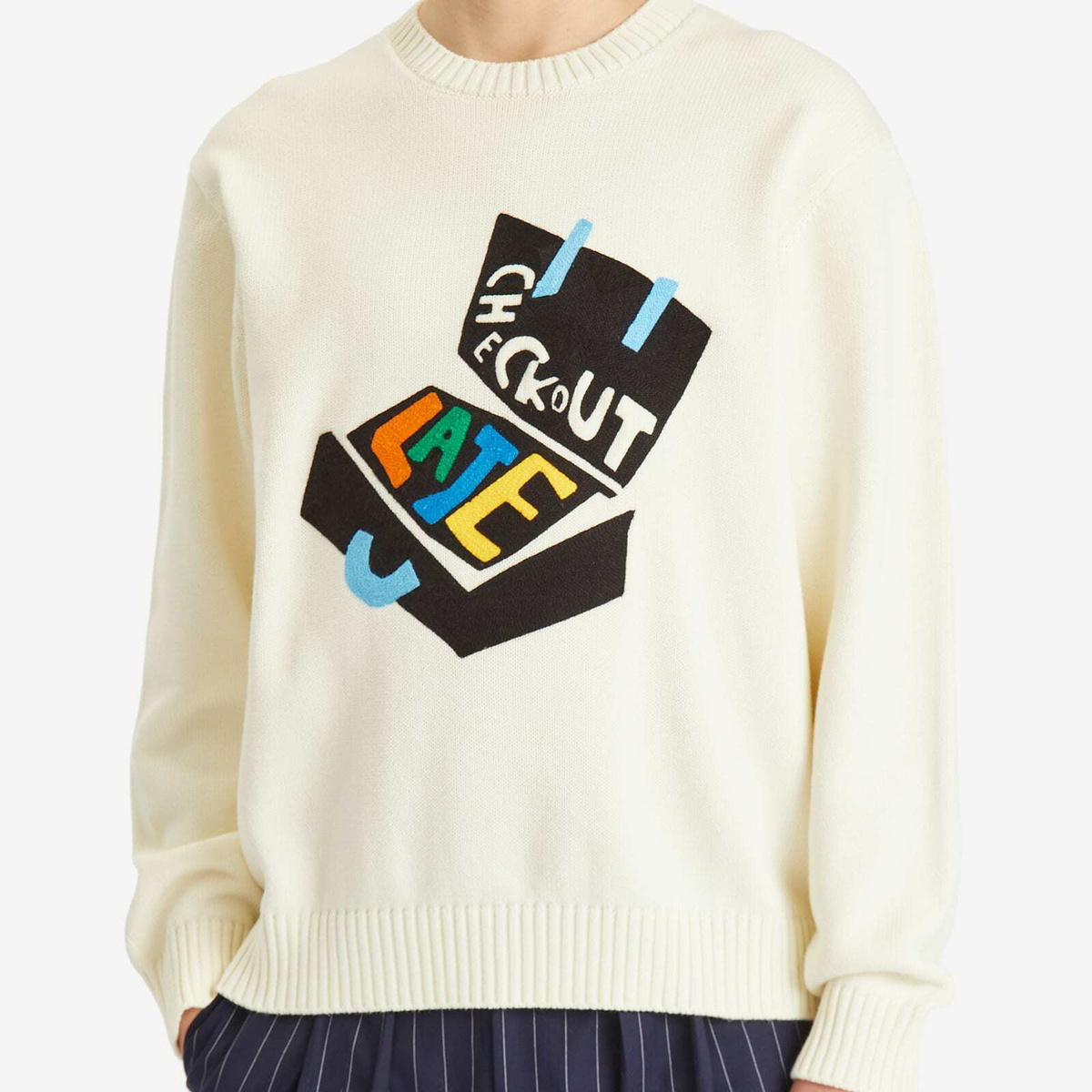 Late Checkout Men's Suitcase Jumper in White Late Checkout