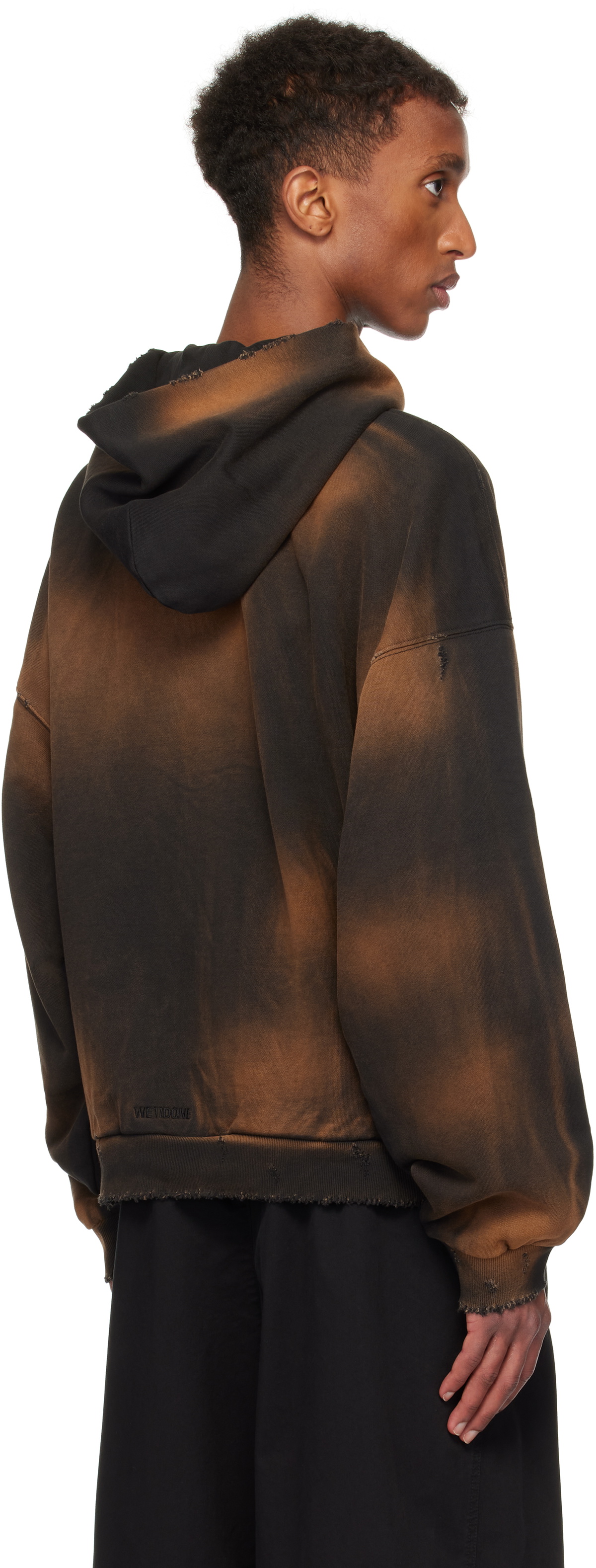 We11done Black Distressed Zip-up Hoodie We11done
