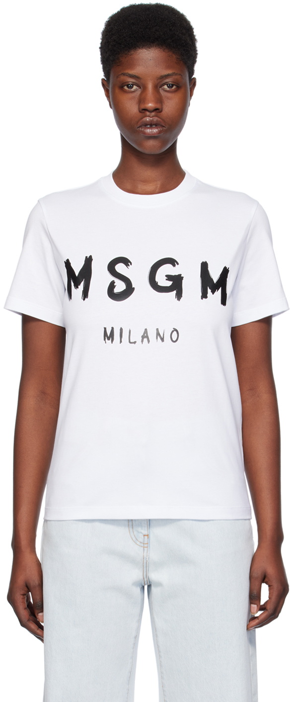 MSGM White Solid Color T-Shirt MSGM