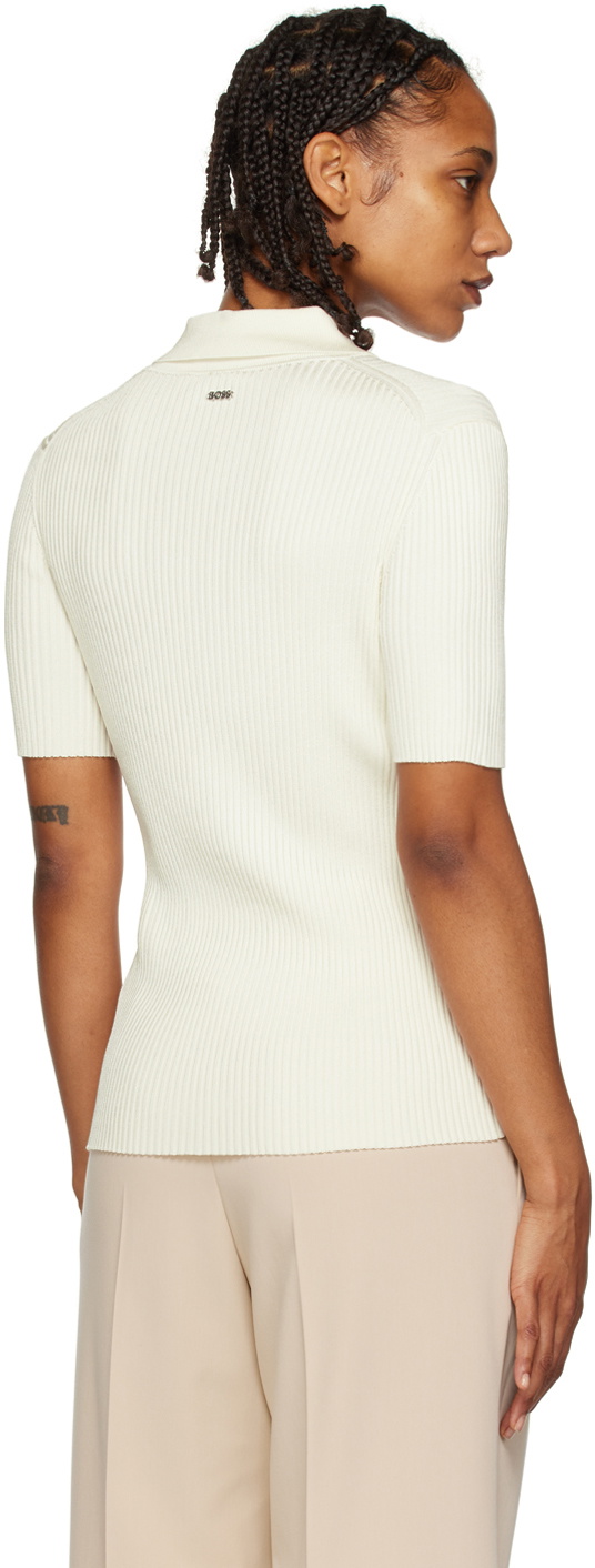 BOSS Off-White Five-Button Polo BOSS